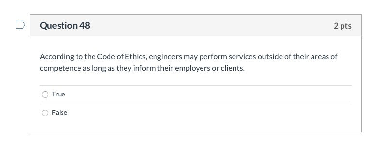 Solved Question 48 2 pts According to the Code of Ethics, | Chegg.com