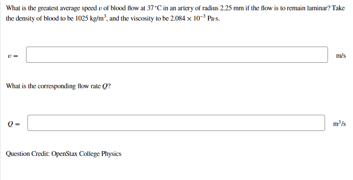 Solved What is the greatest average speed v of blood flow at | Chegg.com