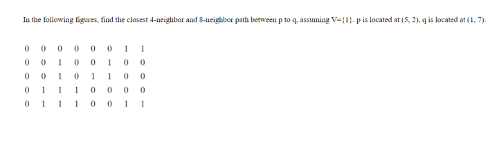 Solved In the following figures, find the closest 4-neighbor | Chegg.com
