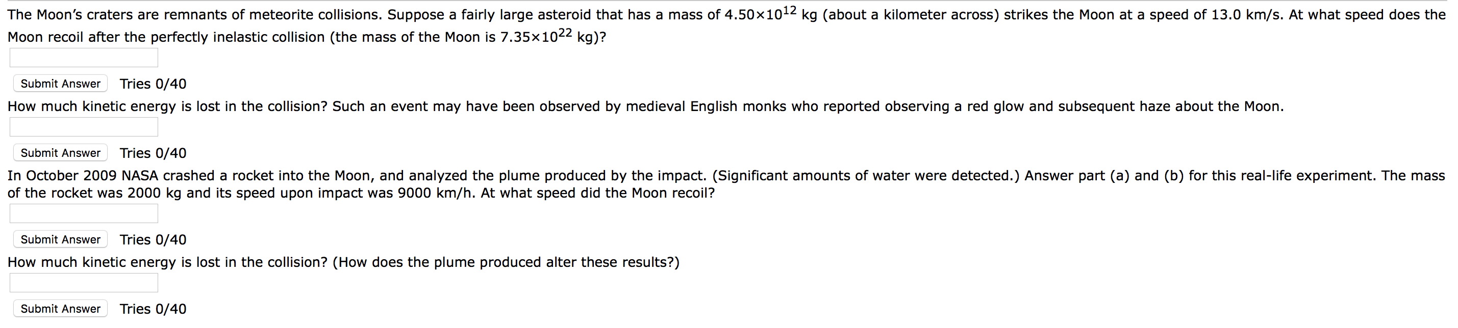 Solved The Moon's craters are remnants of meteorite | Chegg.com