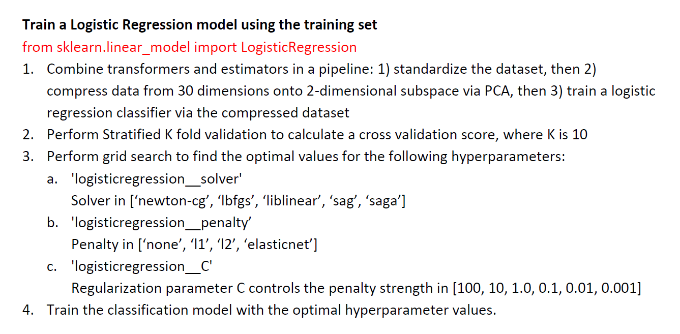 Solved Machine Learning Please complete using python. Use | Chegg.com
