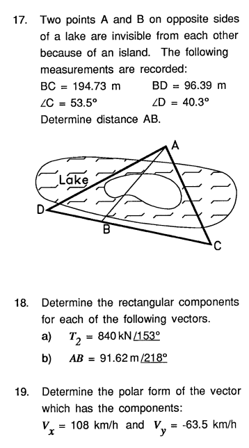 Solved Two points A and B ﻿on opposite sidesof a lake are | Chegg.com