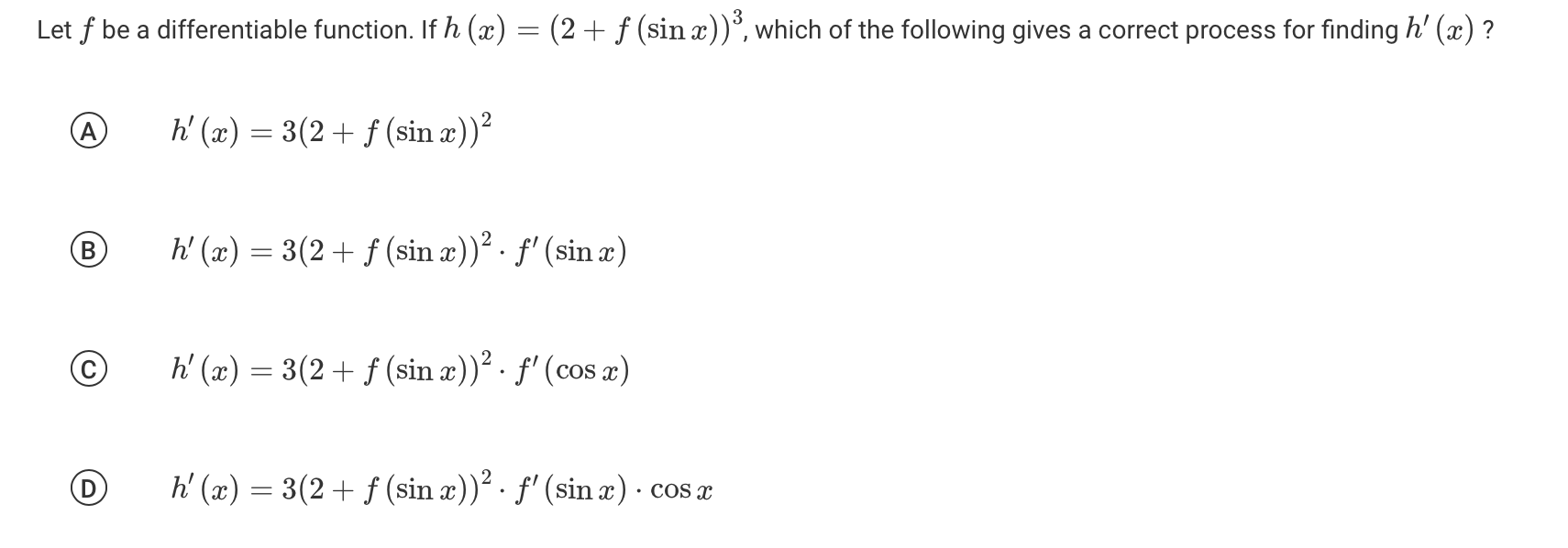 Solved Let f ﻿be a differentiable function. If | Chegg.com