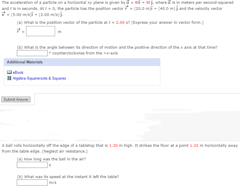 Solved The acceleration of a particle on a horizontal xy | Chegg.com