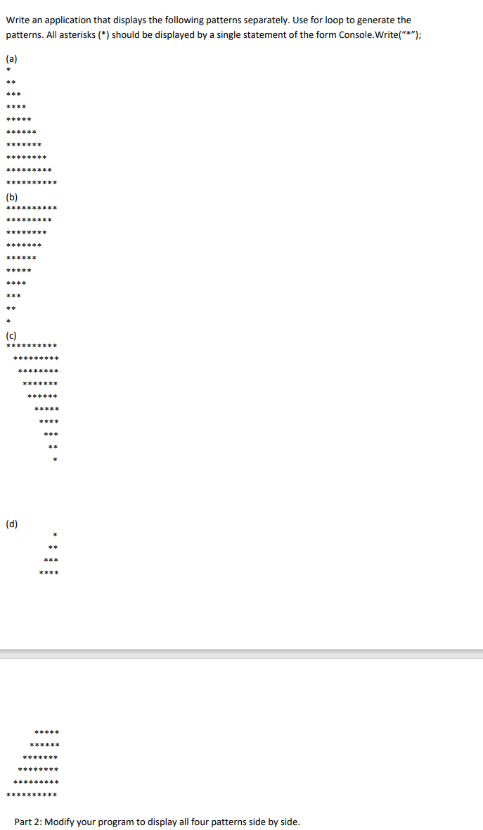 Solved Write an application that displays the following | Chegg.com