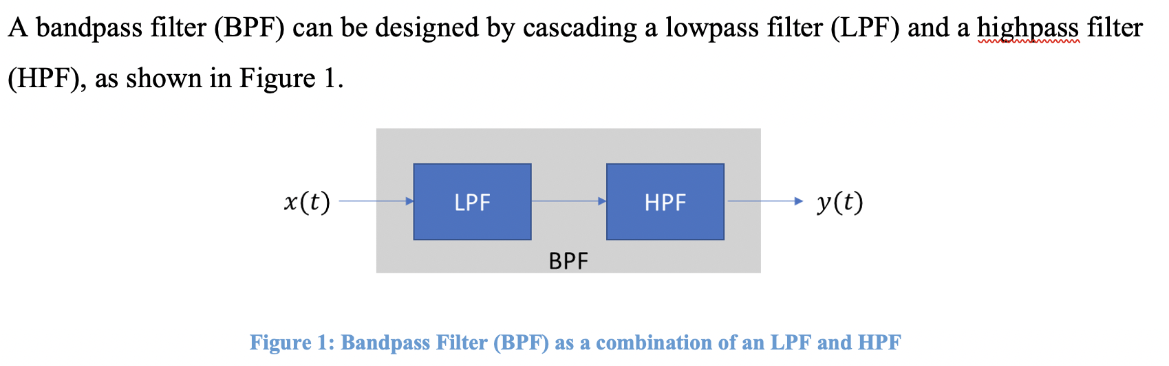 Solved A bandpass filter (BPF) can be designed by cascading | Chegg.com