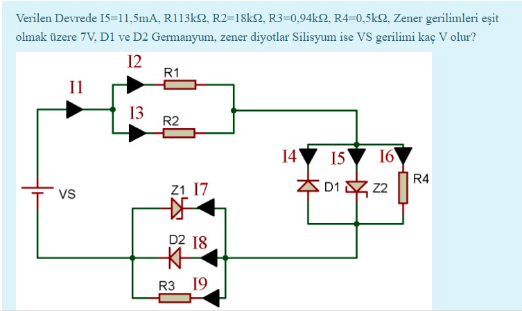 Solved The circuit given below , I5=11,5 ,, R1=13kohm | Chegg.com