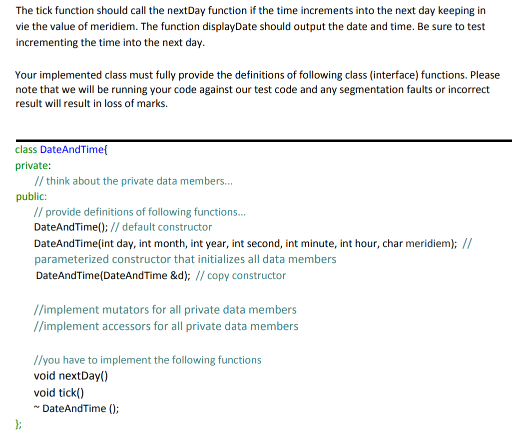 Solved Q 3 Dateandtime Class Combine The Features Of Time