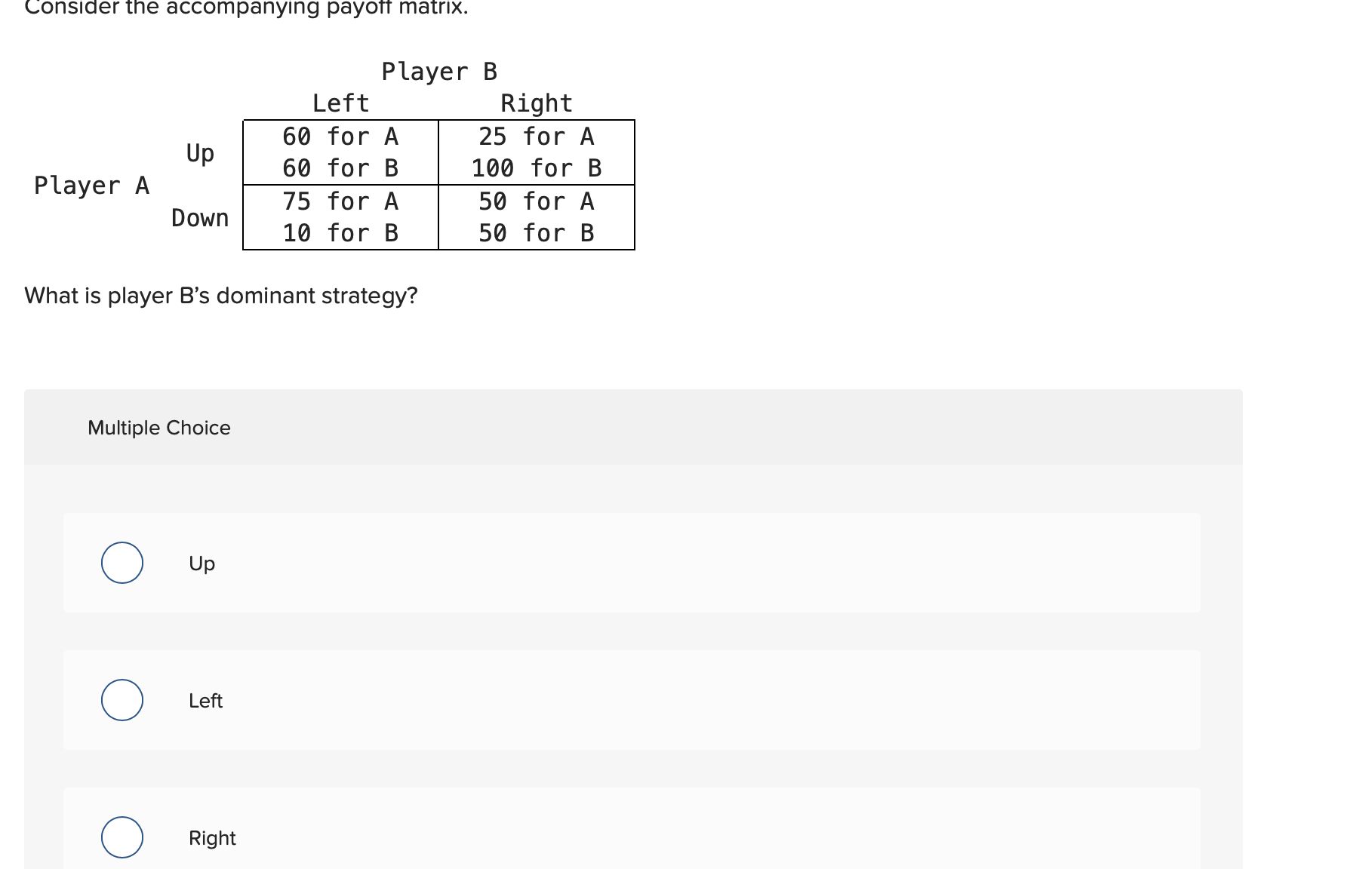 Consider the accompanying payoff matrix. What is | Chegg.com