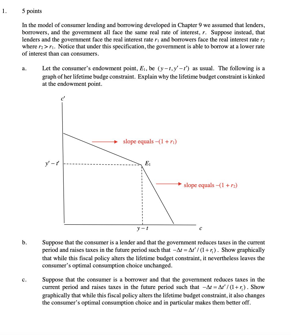 5 points In the model of consumer lending and | Chegg.com