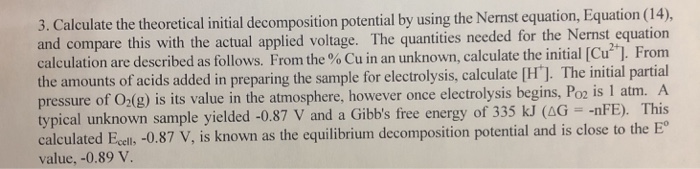 3. Calculate the theoretical initial decomposition | Chegg.com