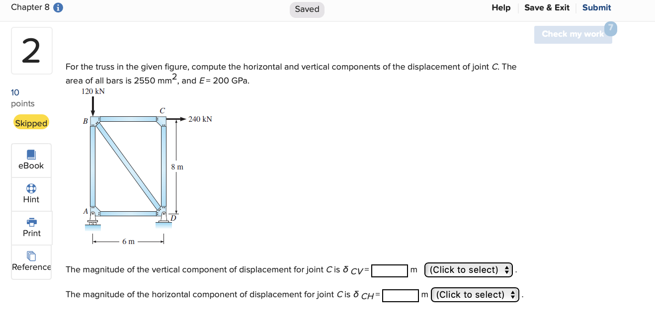 Solved Chapter 8 i Saved Help Save & Exit Submit Check my | Chegg.com