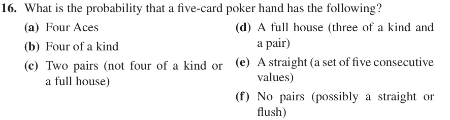 Solved 16. What is the probability that a five-card poker | Chegg.com