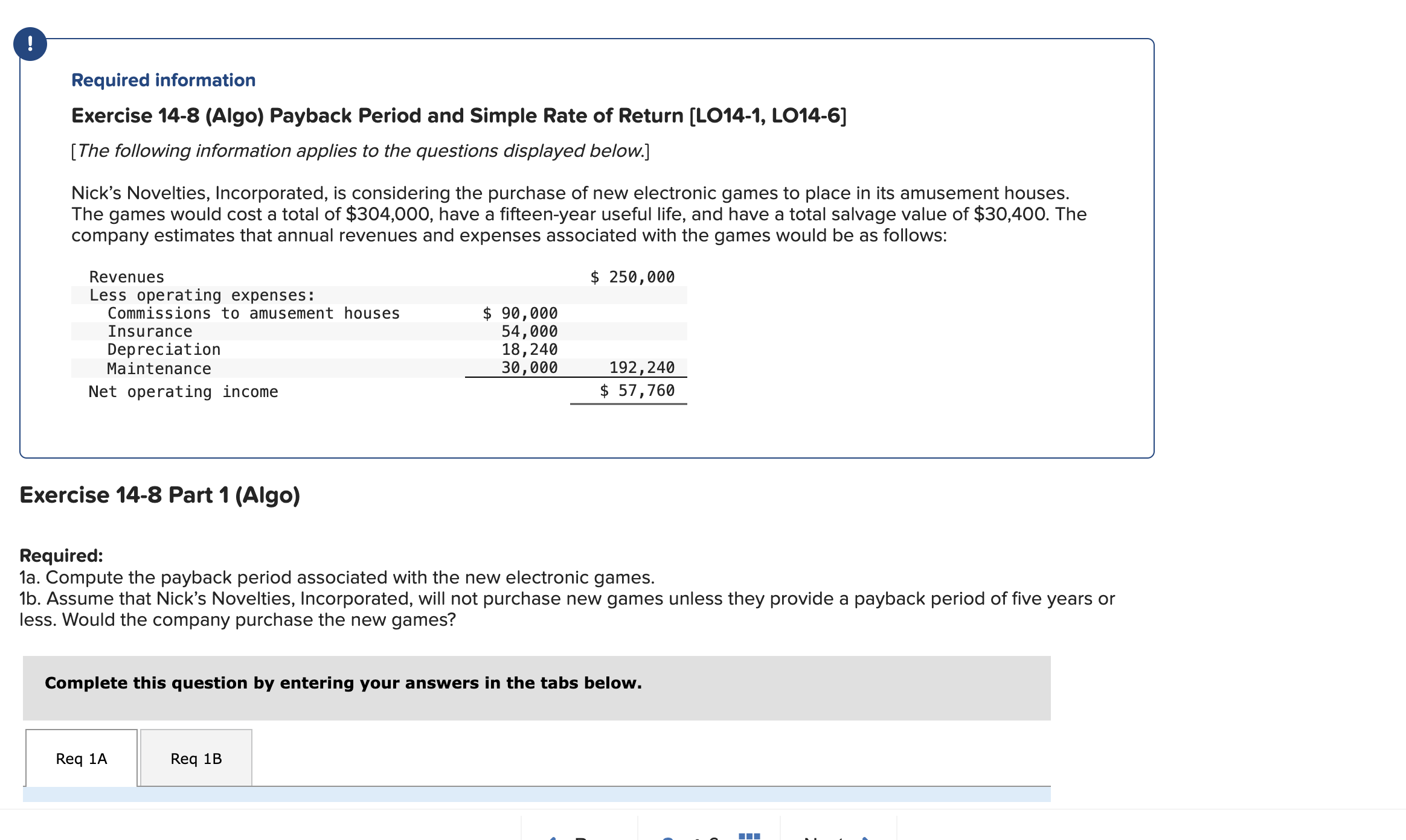 Solved Required informationExercise 14-8 (Algo) ﻿Payback | Chegg.com