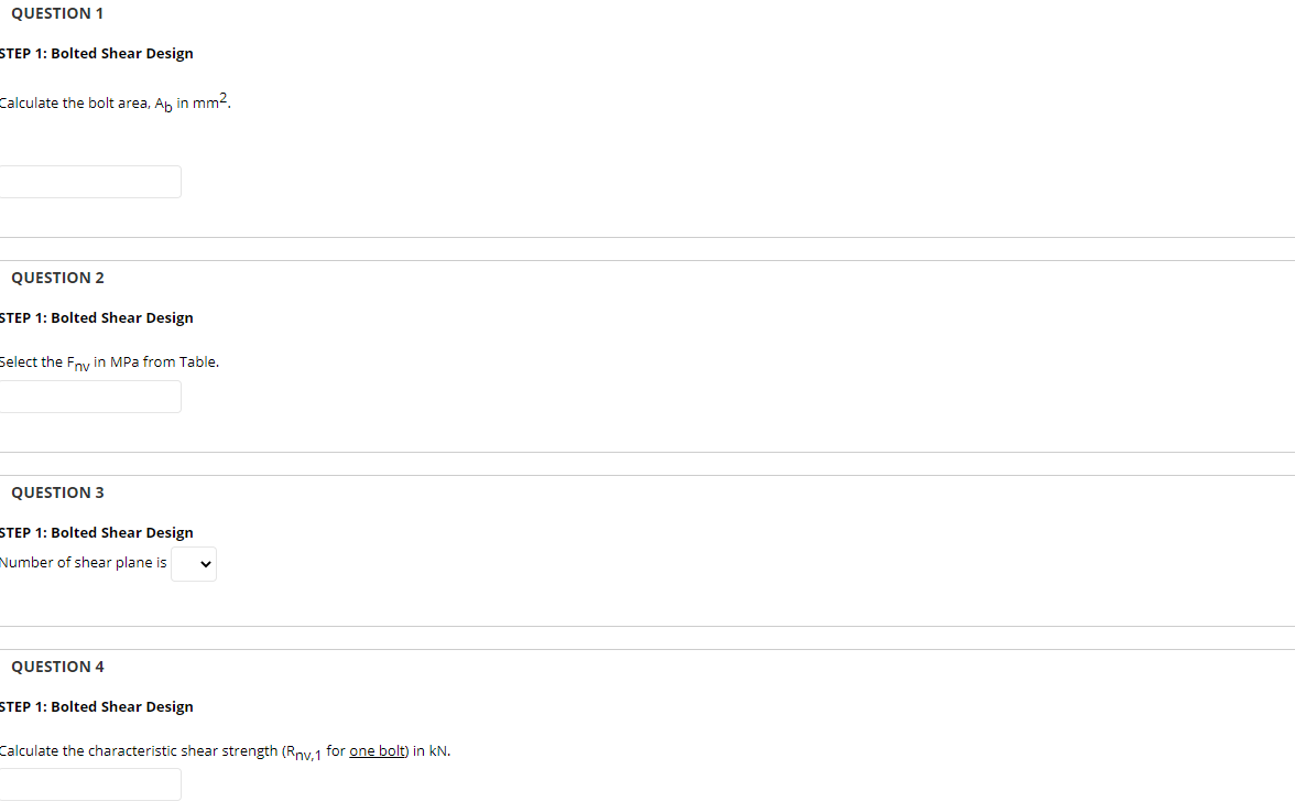 Solved Bolts: M24 – Standard holes Bolt Grade: 10.9 | Chegg.com