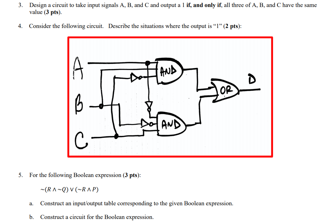 Solved 3. Design a circuit to take input signals A, B, and C | Chegg.com