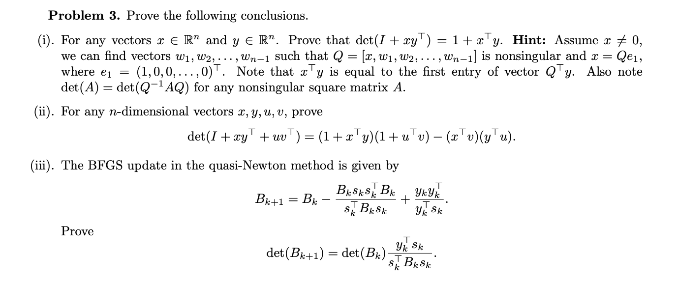 Solved Problem 3 Prove The Following Conclusions I For 