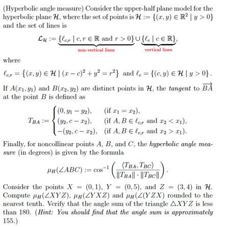 Solved (hyperbolic Angle Measure) Consider The Upper-half 