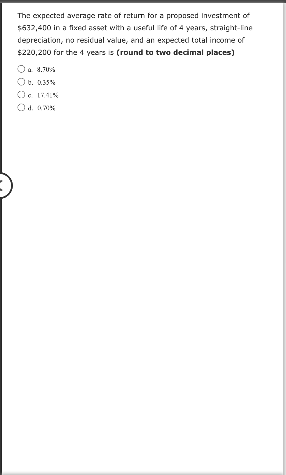 The expected average rate of ﻿return for a proposed | Chegg.com
