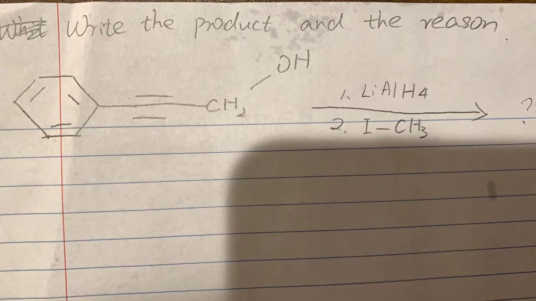 Solved What Write the product and the reason OH 애 -CH, 1. Li | Chegg.com