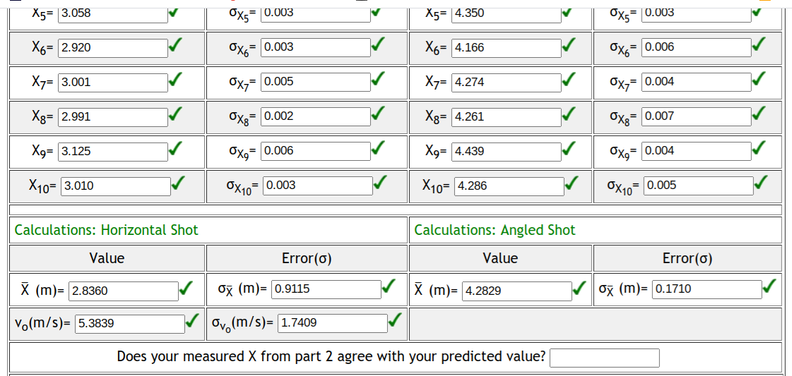 g(m/s2):9.81 Part 2: Angled Shot Part 1: Horizontal | Chegg.com