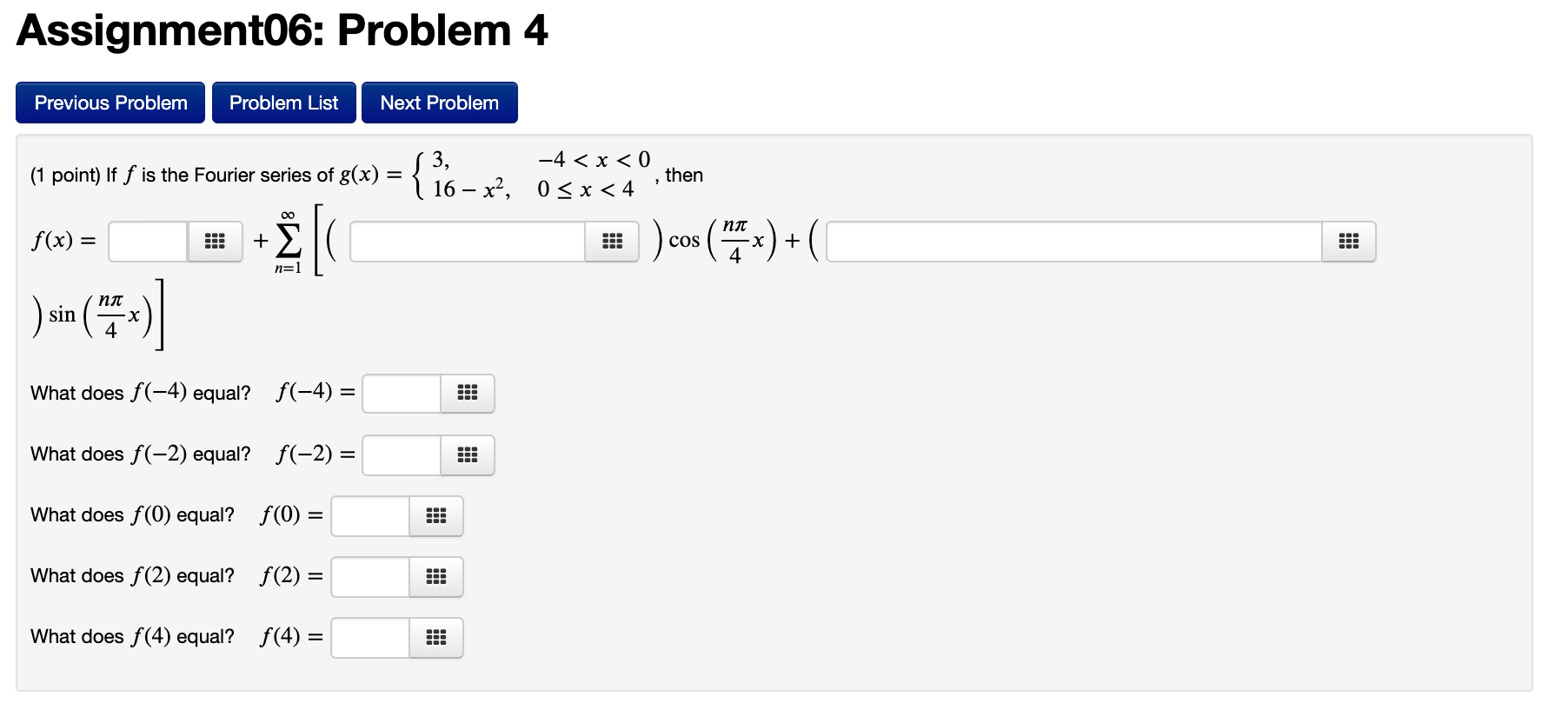 Solved Assignment06 Problem 4 Previous Problem Problem List