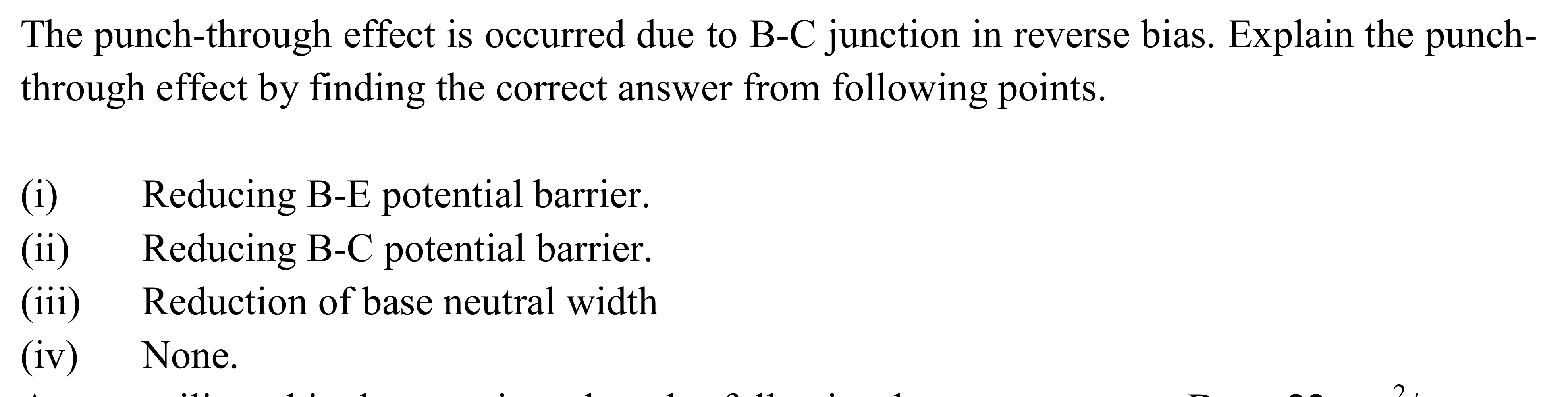 Solved The punch-through effect is occurred due to B-C | Chegg.com