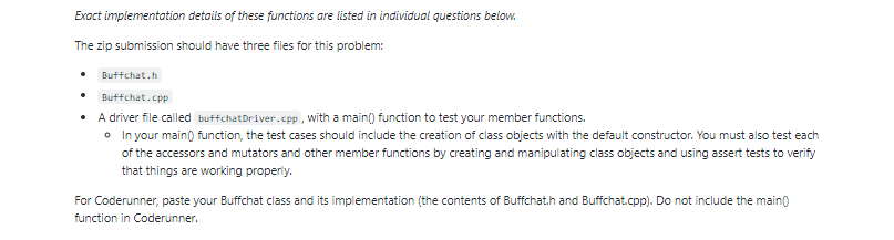 Solved Create a Buffchat class, with separate interface | Chegg.com