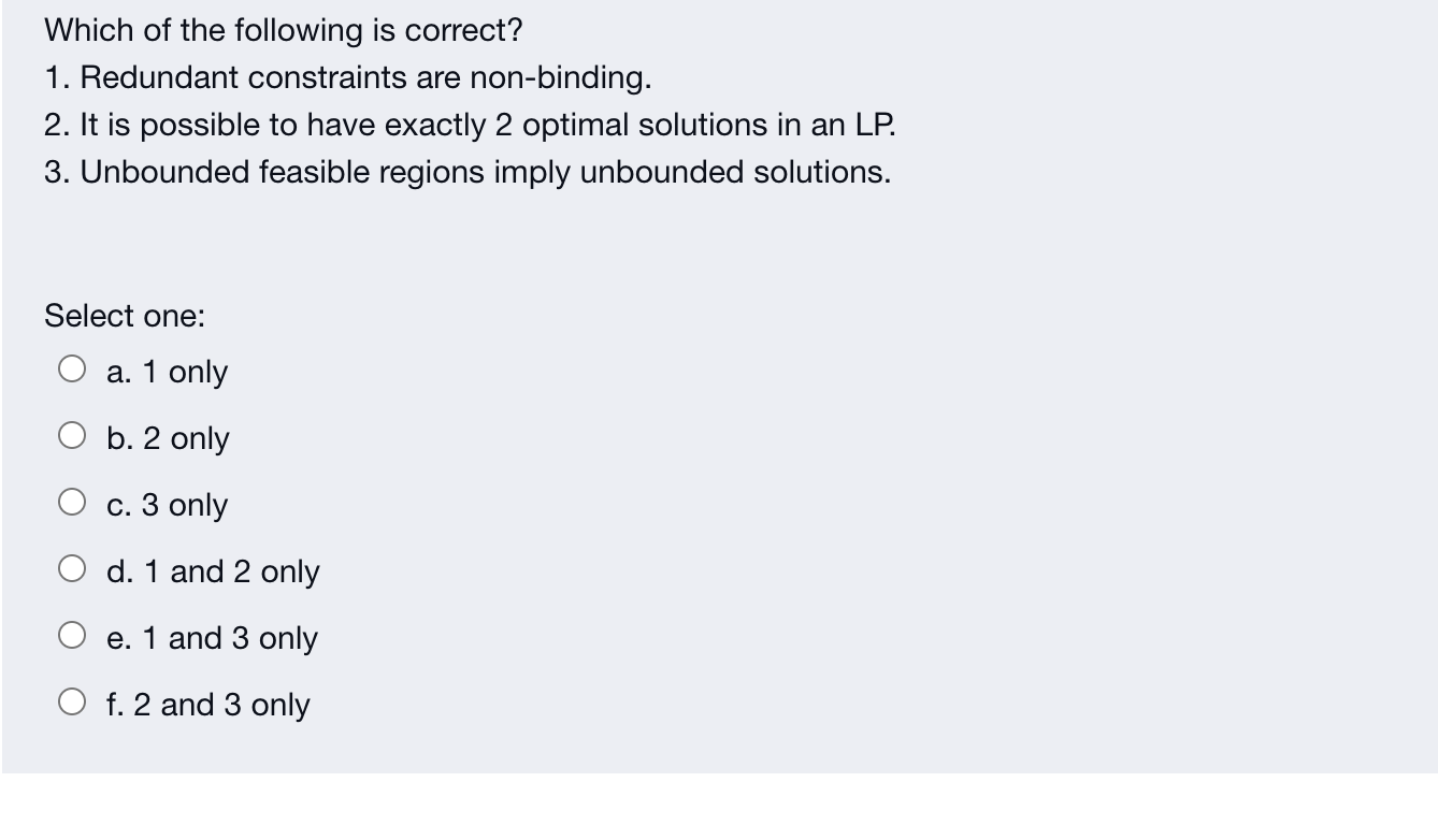 Solved Which of the following is correct? 1. Redundant | Chegg.com