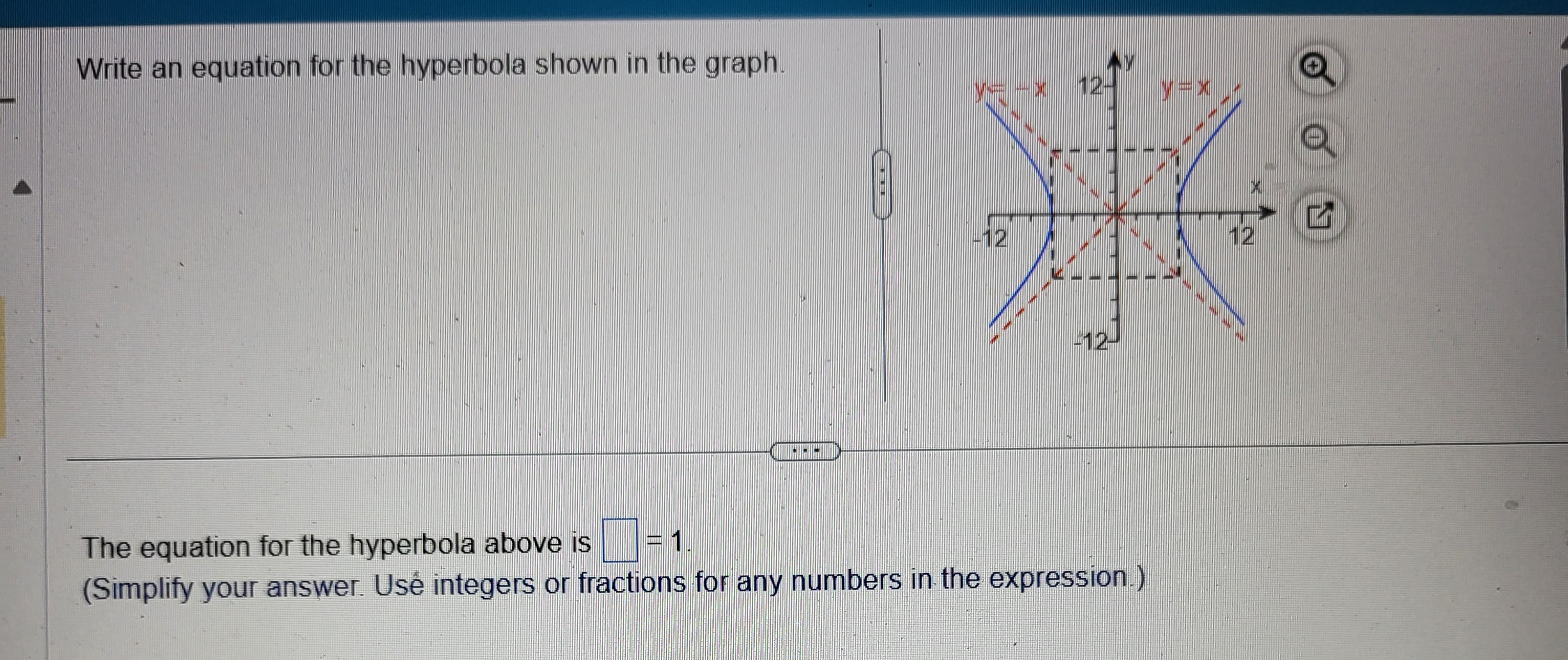 Solved Write an equation for the hyperbola shown in the | Chegg.com