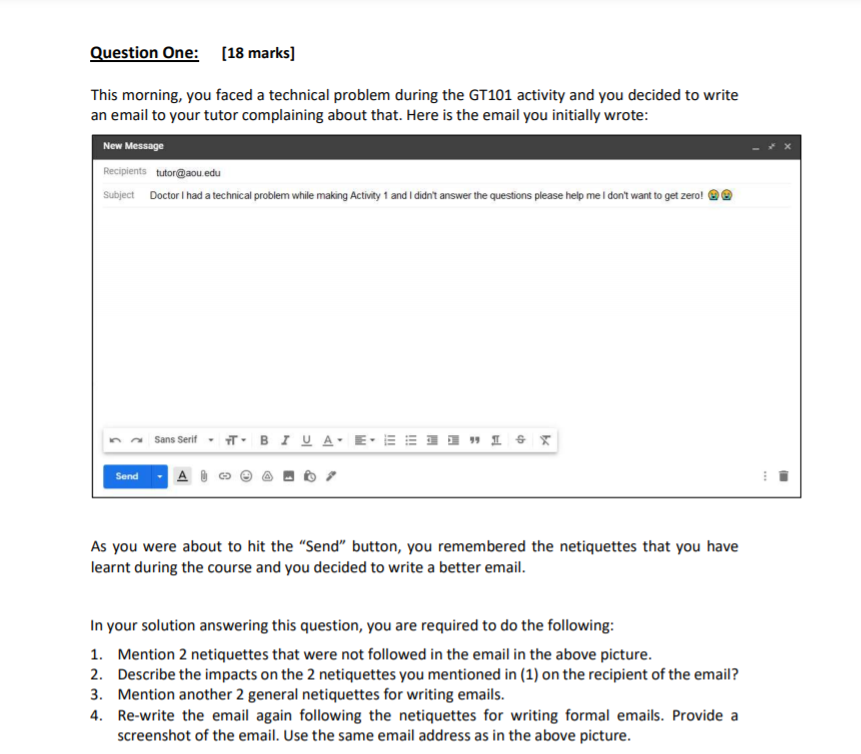 Solved Question One: (18 marks] This morning, you faced a | Chegg.com