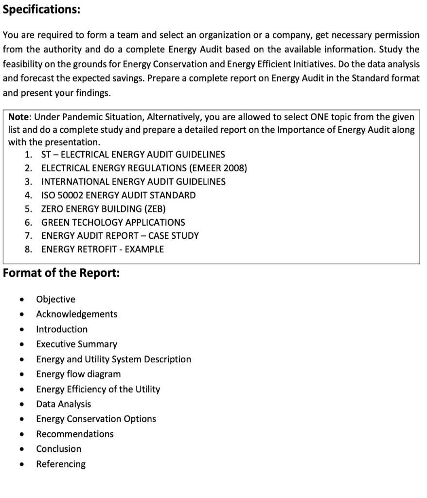 Specifications: You are required to form a team and | Chegg.com