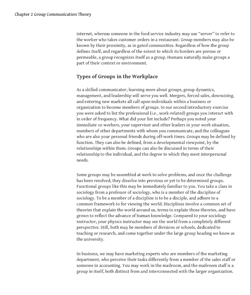 Solved Chapter 2 Group Communication Theory 2.1 What Is a | Chegg.com