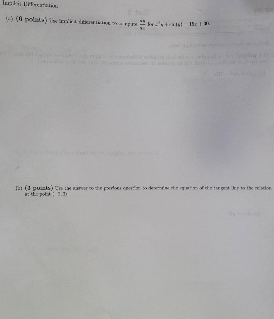 Solved (a) (6 points) Use implicit differentiation to | Chegg.com