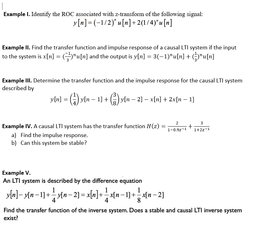 Solved Example I. Identify the ROC associated with | Chegg.com