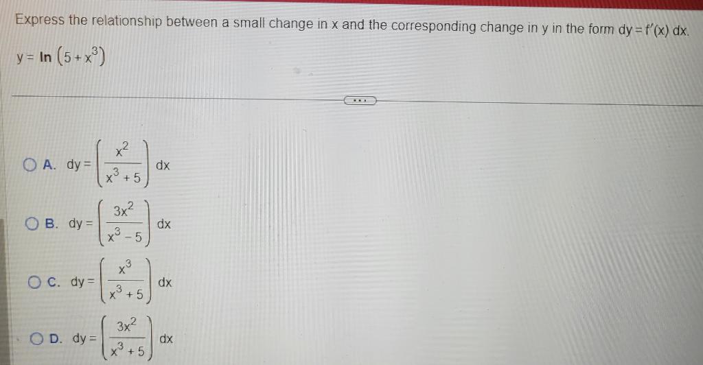 Solved Express the relationship between a small change in x | Chegg.com