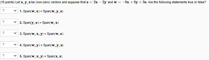 Solved (10 points) Let x, y, z be (non-zero) vectors and | Chegg.com
