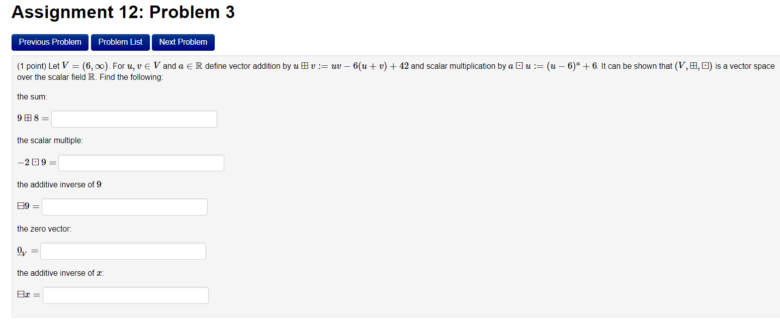 Solved Assignment 12: Problem 1 Previous Problem Problem | Chegg.com