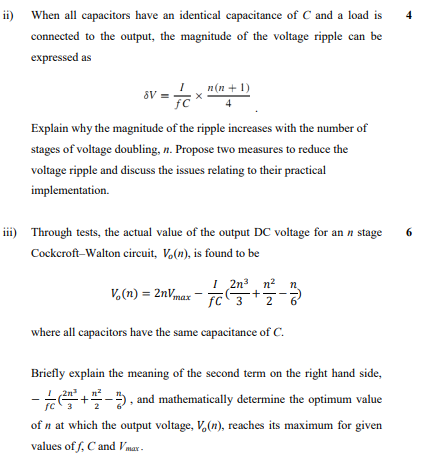 Solved b) A Cockcroft-Walton circuit, as shown in Figure | Chegg.com