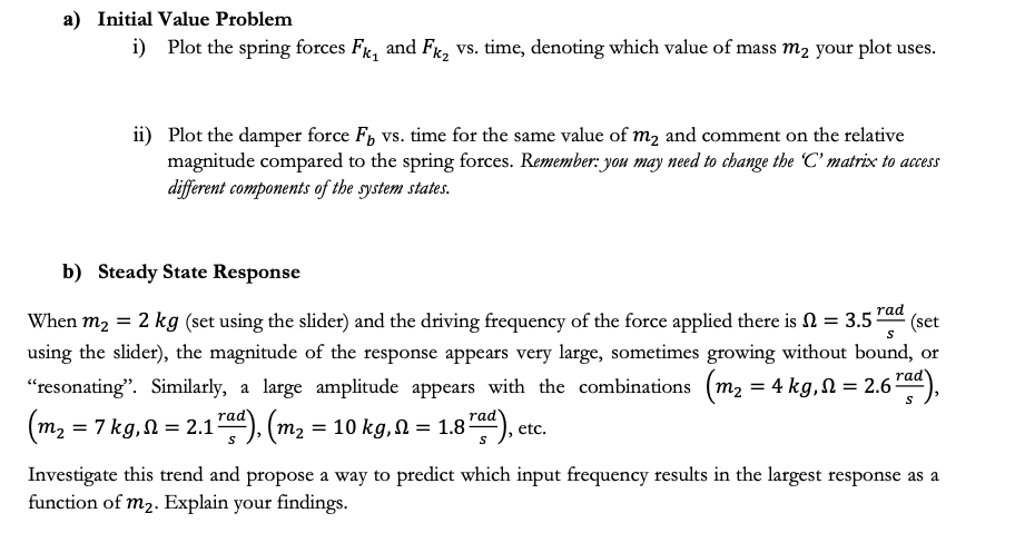 Solved Figure 2-A 2DOF Mass-Spring-Damper Systema) Initial | Chegg.com