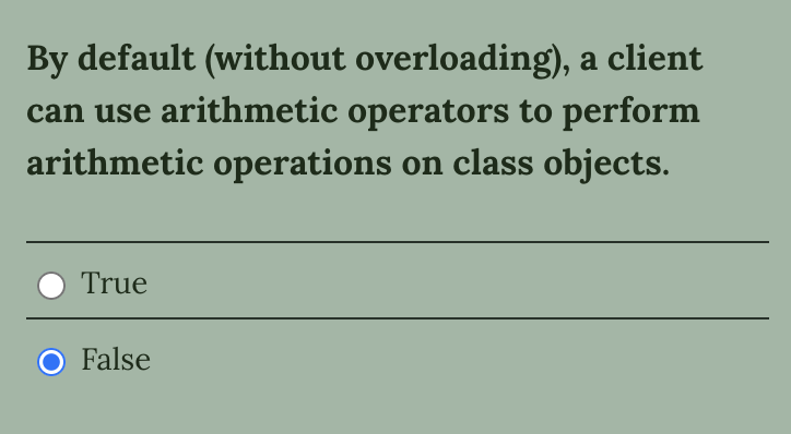 Solved By default (without overloading), ﻿a clientcan use | Chegg.com