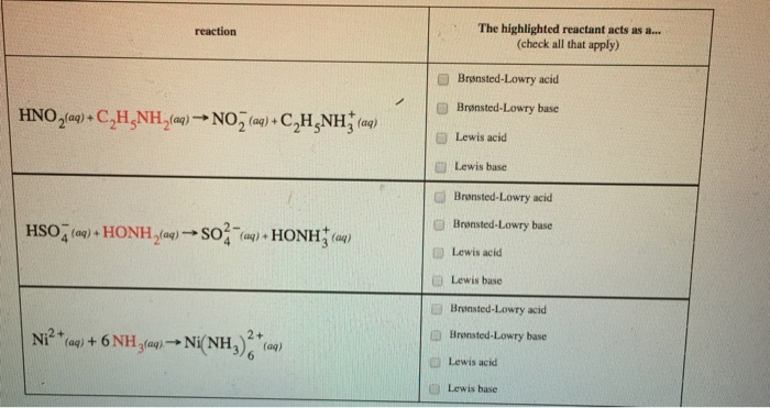 Solved The highlighted reactant acts as a... (check all that | Chegg.com