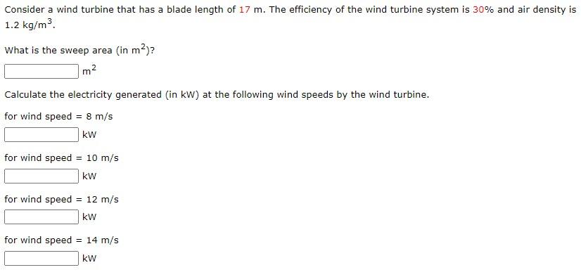 Solved For a wind turbine, look up the definition for the | Chegg.com