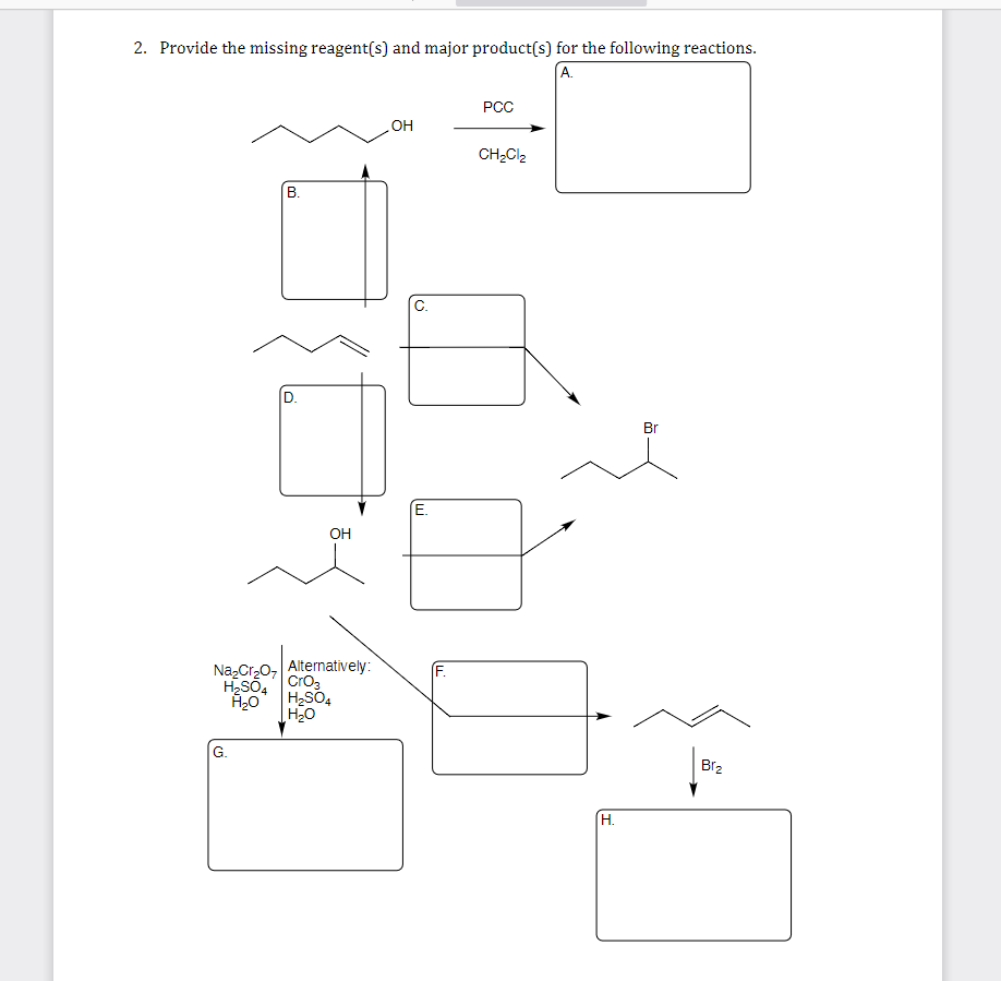 Solved 2. Provide the missing reagent(s) and major | Chegg.com