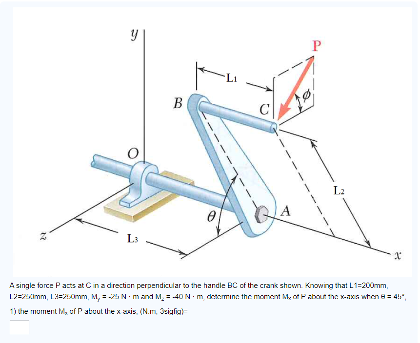 Solved A single force P acts at C in a direction | Chegg.com