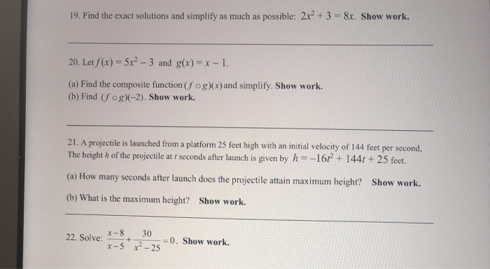 Solved 19, Find the exact solutions and simplify as much as | Chegg.com