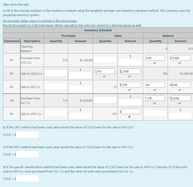 Solved Take me to the text a) Fill in the missing numbers in | Chegg.com
