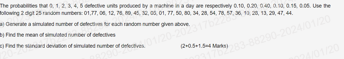 Solved The probabilities that 0,1,2,3,4,5 ﻿defective units | Chegg.com