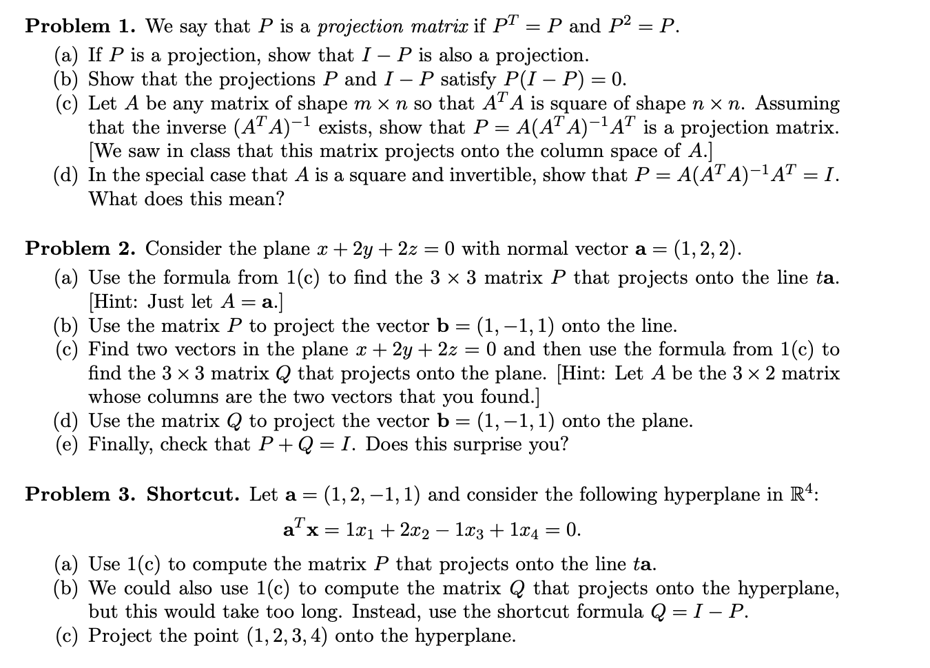 Projection Matrix Formula
