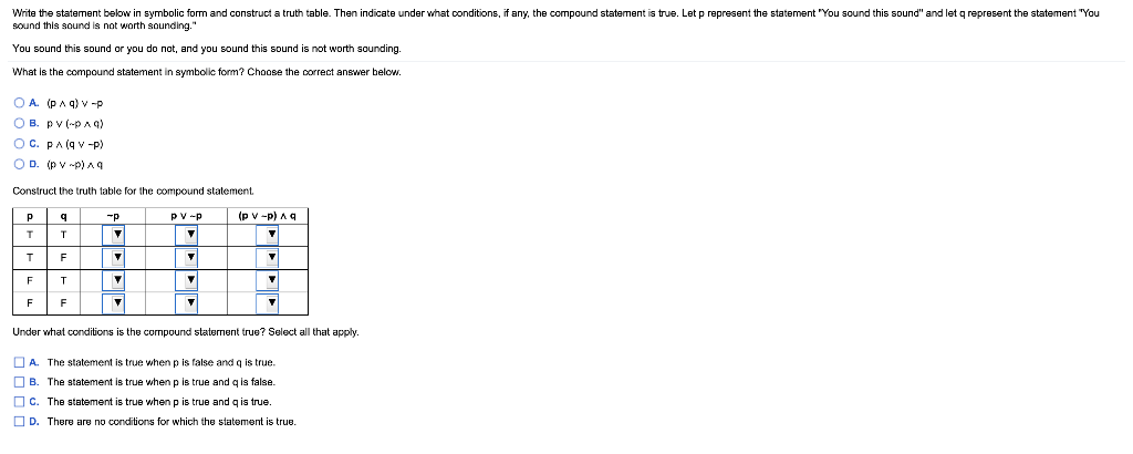 Solved Write the statement below in symbolic form and | Chegg.com